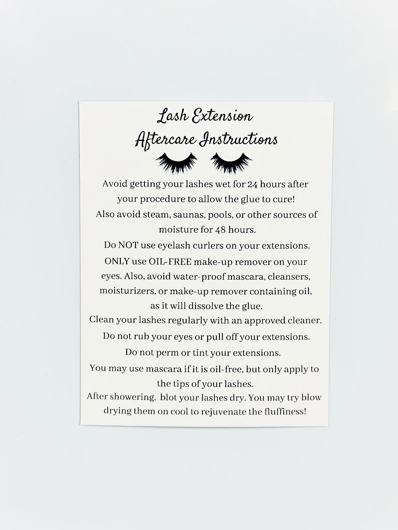 Aftercare Card 10ct – Local Lash Supply